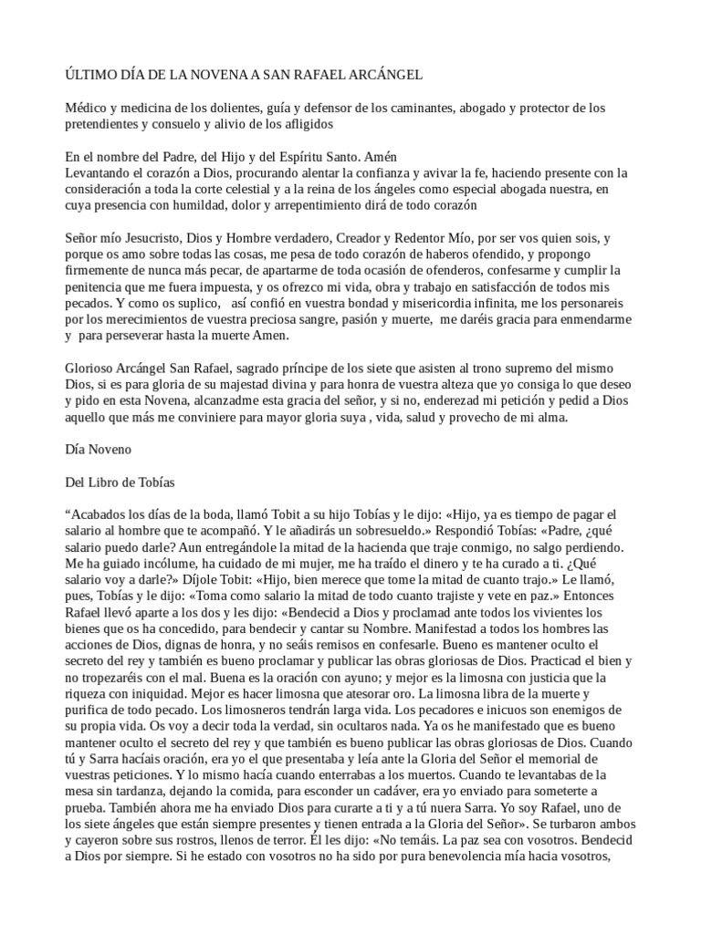 Noveno Día de La Novena de San Rafael | PDF | Intercesión | Dios