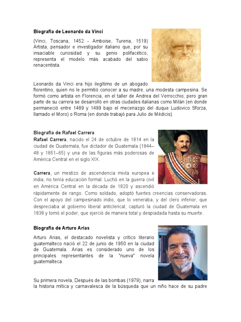 Biografía de Leonardo Da Vinci | Descargar gratis PDF | Guatemala ...