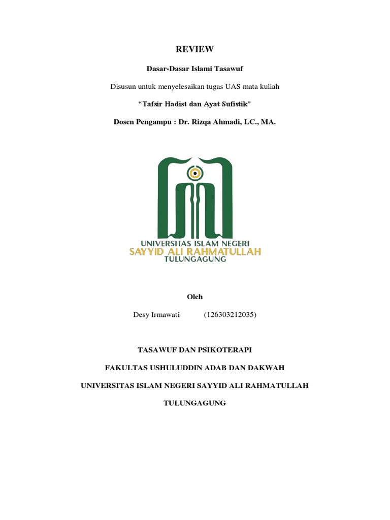 Uas Review Tafsir Ayat Dan Hadist Sufistik - Desy Irmawati - 126303212035 - TP 3a | PDF