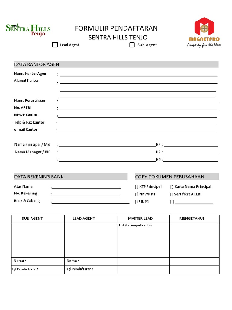 Form Agent - Sentra Hills Tenjo | PDF