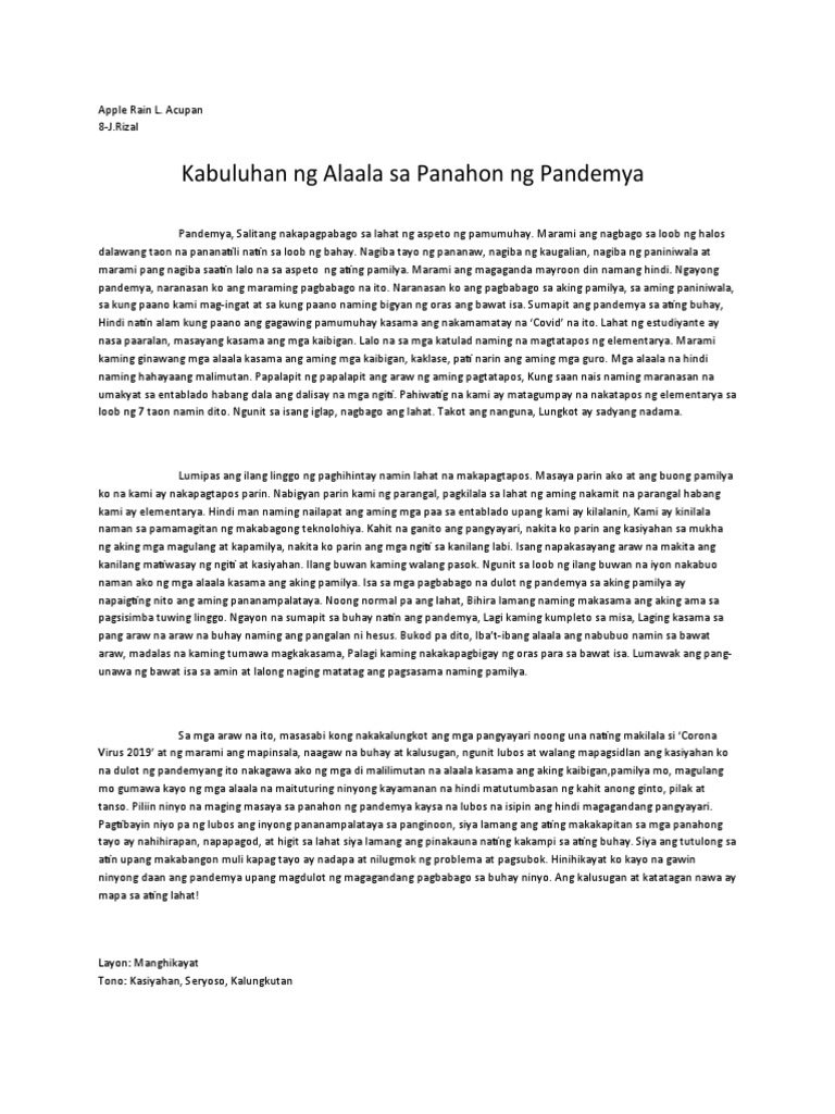Kabuluhan NG Alaala Sa Panahon NG Pandemya | PDF