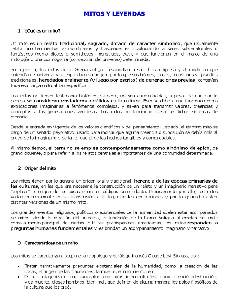 Mitos y Leyendas - Material de Apoyo | PDF | Mitología | Leyendas