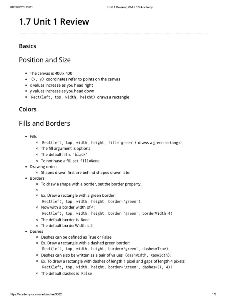 Unit 1 Review Cmu Cs Academy Ics2 Pdf Polygon Geometry