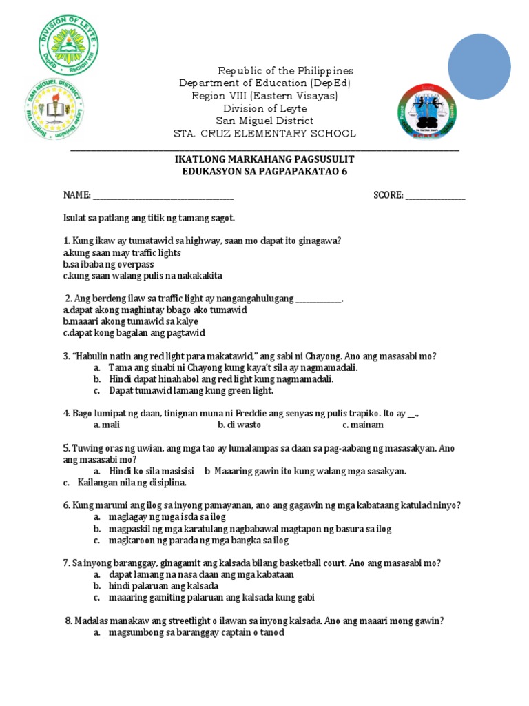 Third Periodical Test in Esp 6 | PDF