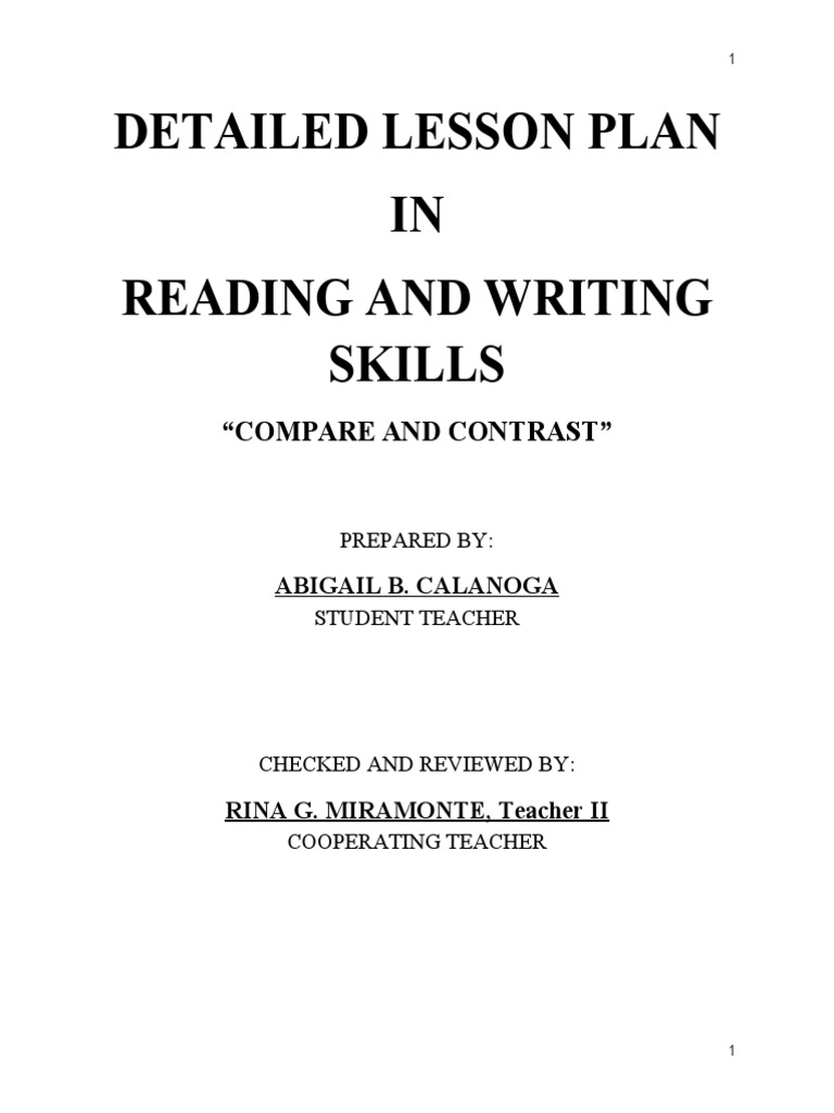 DLP - Compare & Contrast - Calanoga | PDF | Essays | Lesson Plan