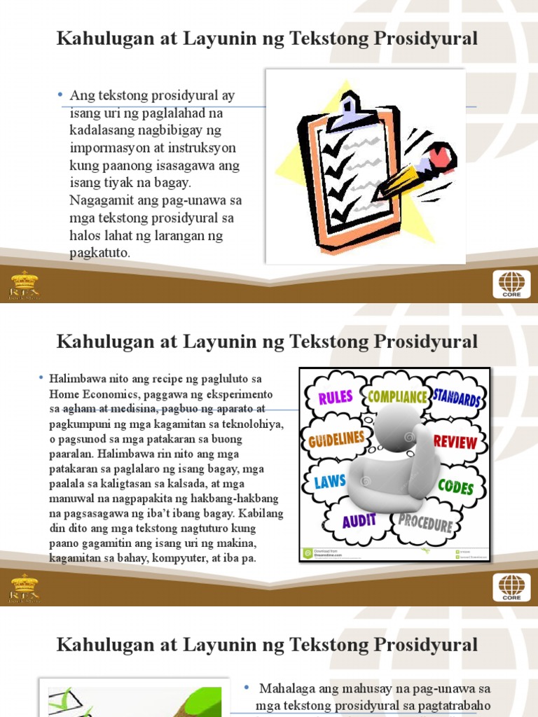 Kahulugan at Layunin NG Tekstong Prosidyural | PDF