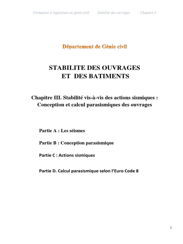 Conception Parasismique des Ouvrages | PDF | Tremblements de terre ...