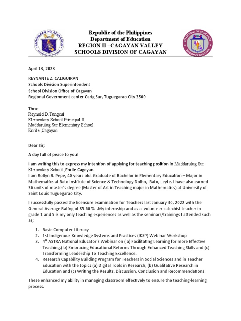 Republic of The Philippines Department of Education Region Ii - Cagayan Valley Schools Division ...