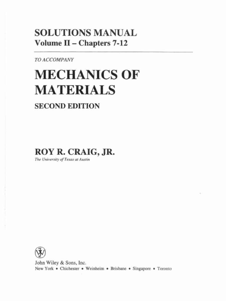 Mechanics of Materials 2e Vol 2 - Craig | PDF