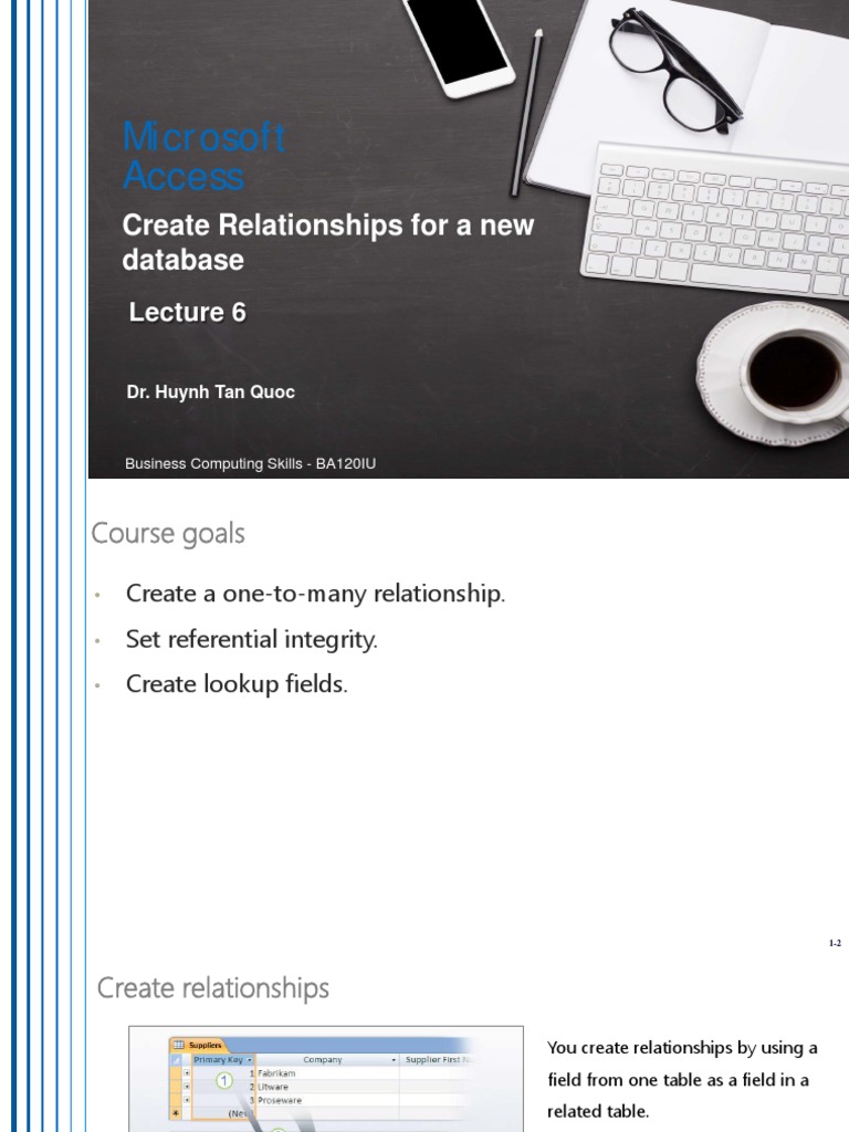 Lecture 6 - Access - Create Relationships | PDF | Relational Database | Information Management