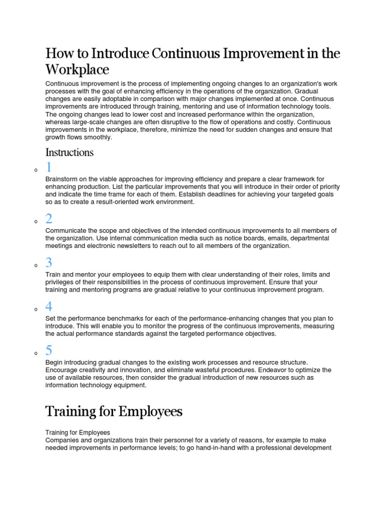 How To Introduce Continuous Improvement in The Workplace | Download ...