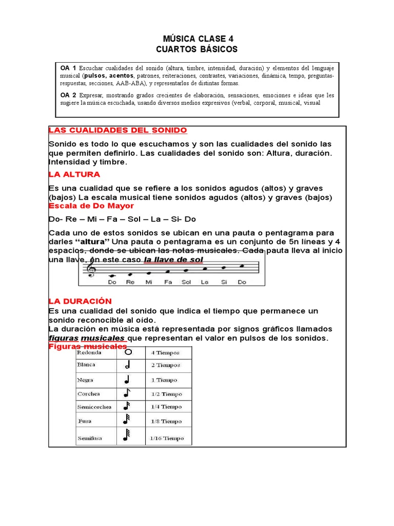 4º-Básicos-Guía-Nº4-Música | PDF | Sonido | Instrumentos musicales
