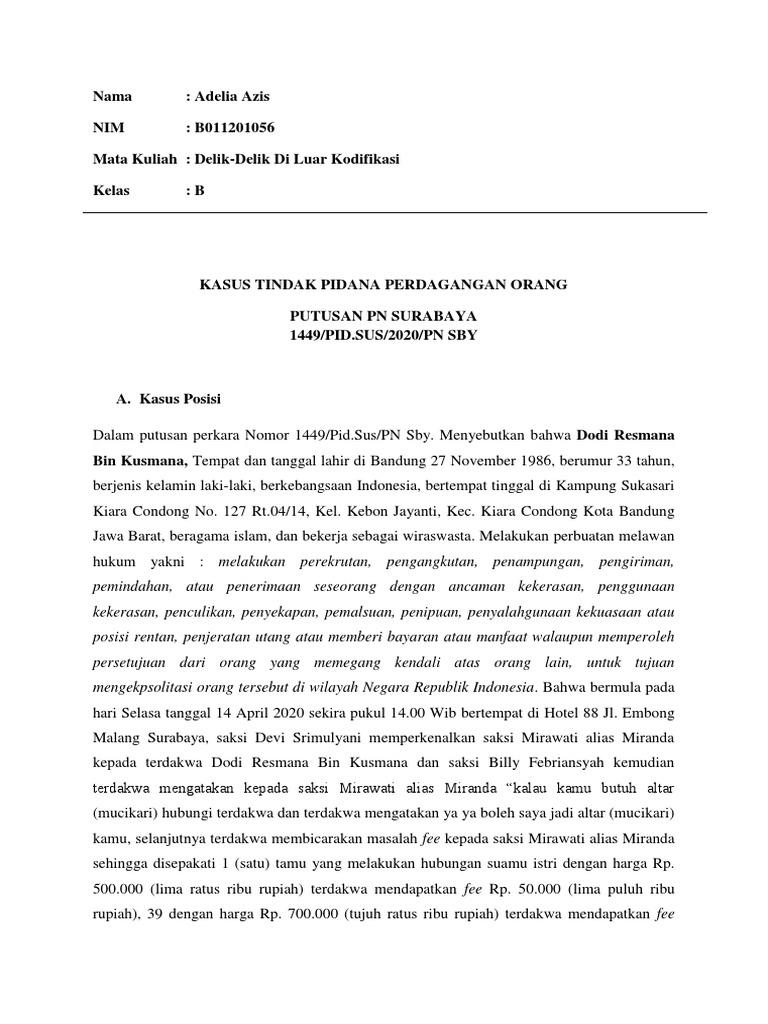 Analisis Putusan Pengadilan Terhadap Kasus Tindak Pidana Perdagangan Orang (TPPO) | PDF