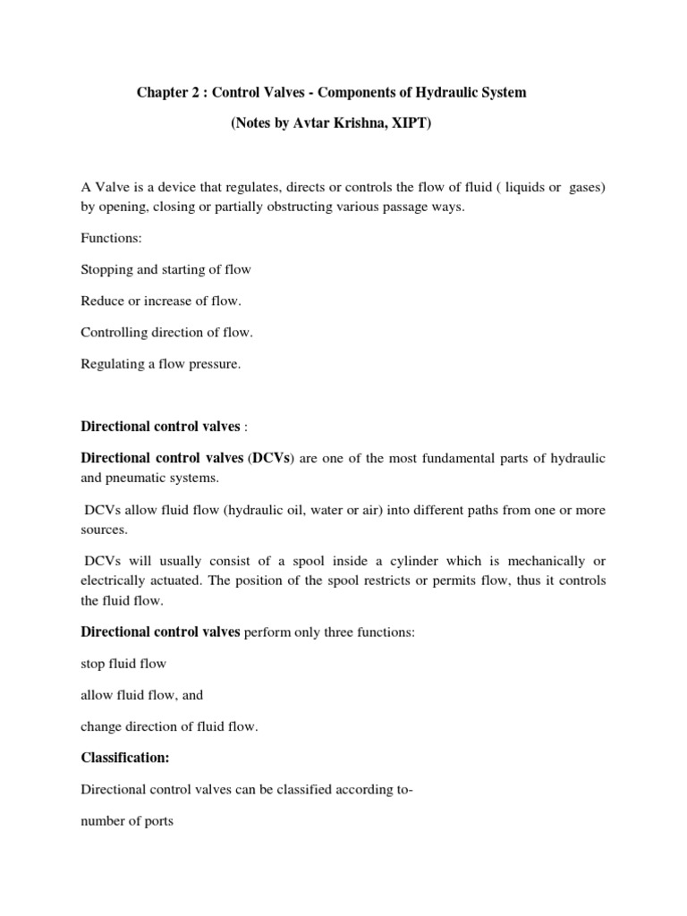 Control Valves - Hydraulics | PDF | Continuum Mechanics | Vehicle ...