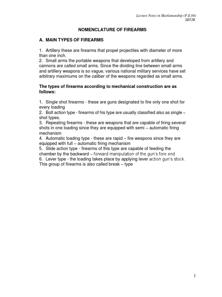 P.E. 04 Nomenclature of Firearms | PDF | Firearms | Revolver