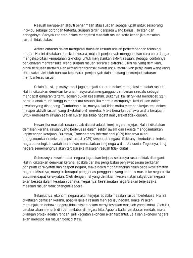 PAM Karangan Rasuah 6 - 10 - 22 | PDF