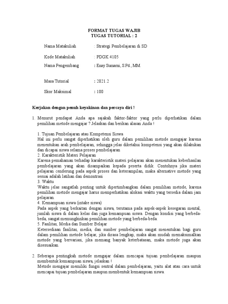 Soal TT 2 | PDF | Karier & Perkembangan