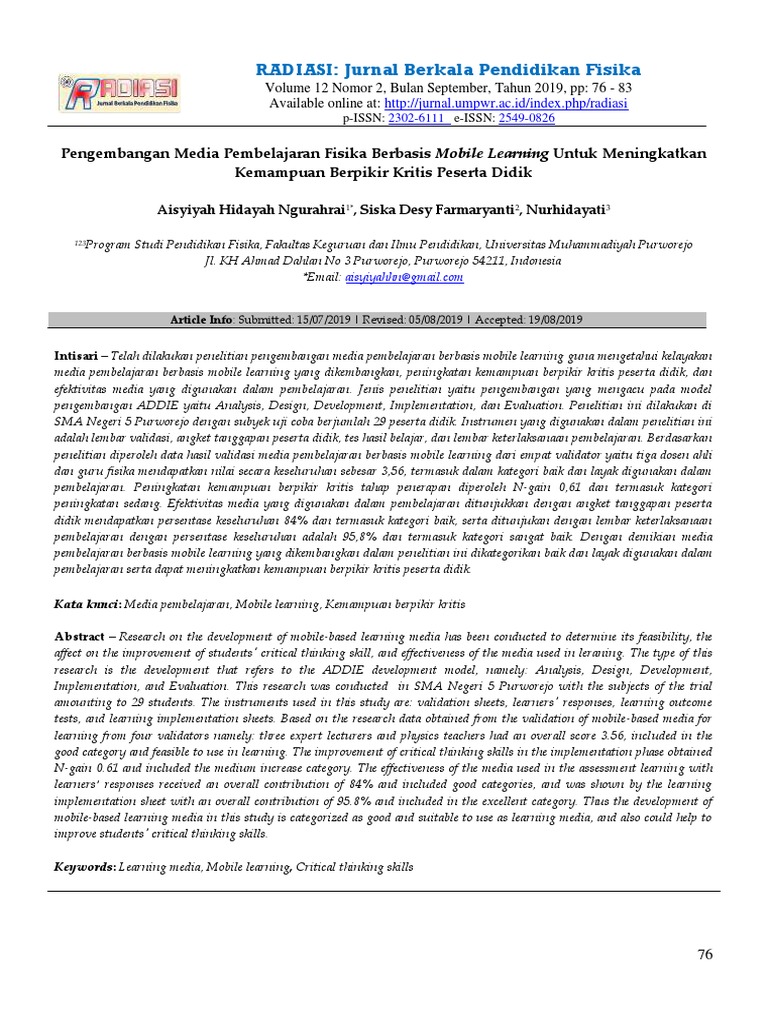Pengembangan Media Pembelajaran Fisika Berbasis Mo | PDF