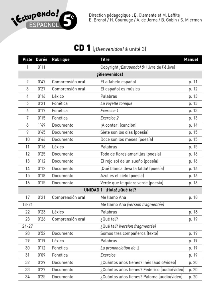 Estupendo 5 Ème 178130 - Livret - 3cd | PDF | Estudios de idiomas extranjeros