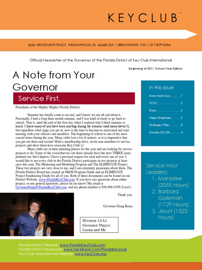 Keyclub: A Note From Your Governor | PDF | Non Profit Organizations ...