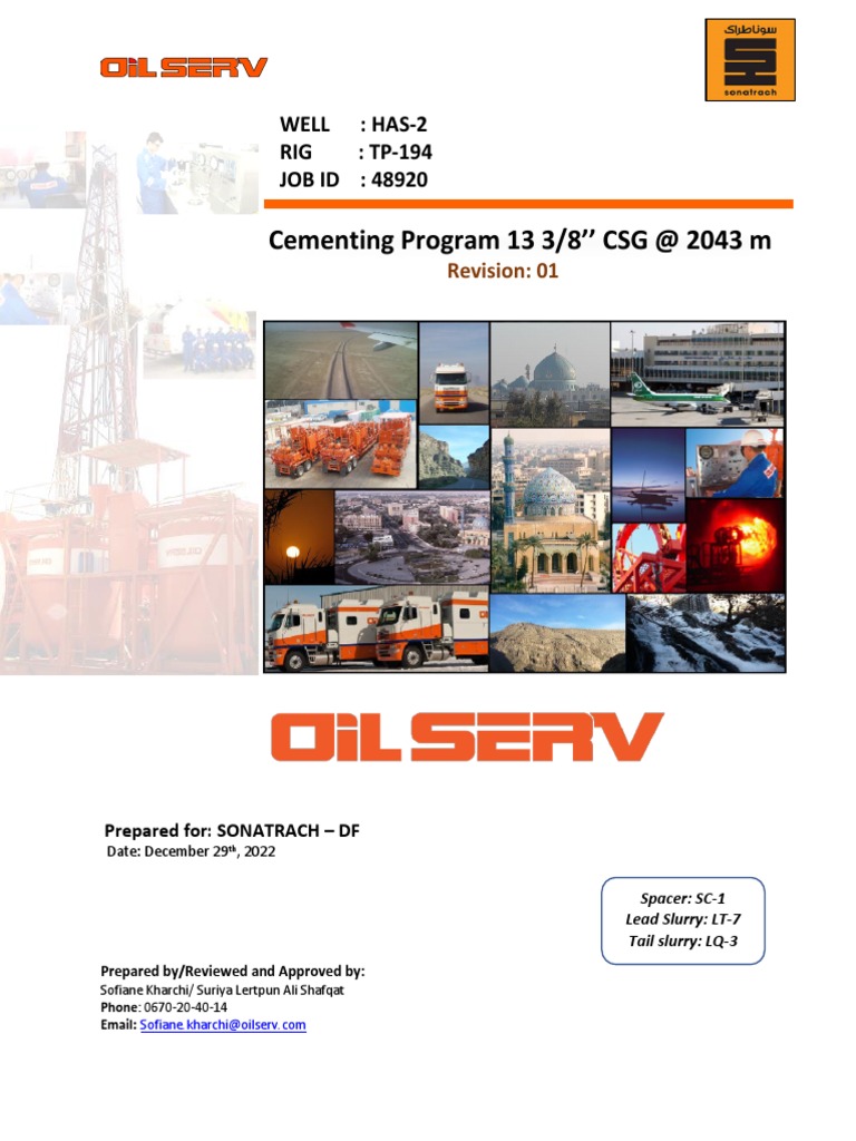 13 38 in TP-194 (HAS-2) Cement Program V1 | PDF | Casing (Borehole)