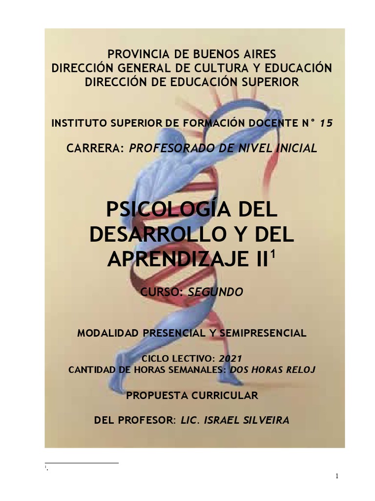 Programa Psicología del Desarrollo y del Aprendizaje II - INICIAL - Israel Silveira | PDF