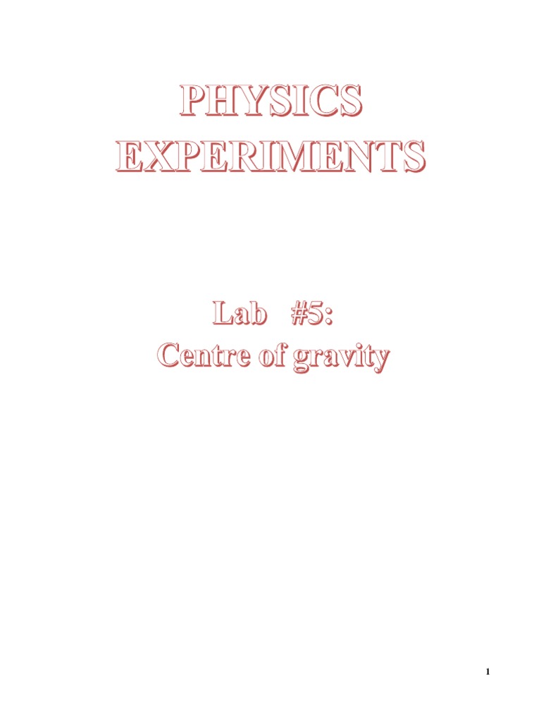 Lab # 4-Centre of Gravity | PDF | Center Of Mass | Gravity