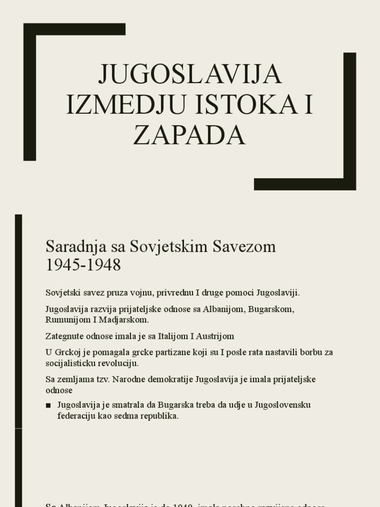 Jugoslavija Između Istoka I Zapada | PDF