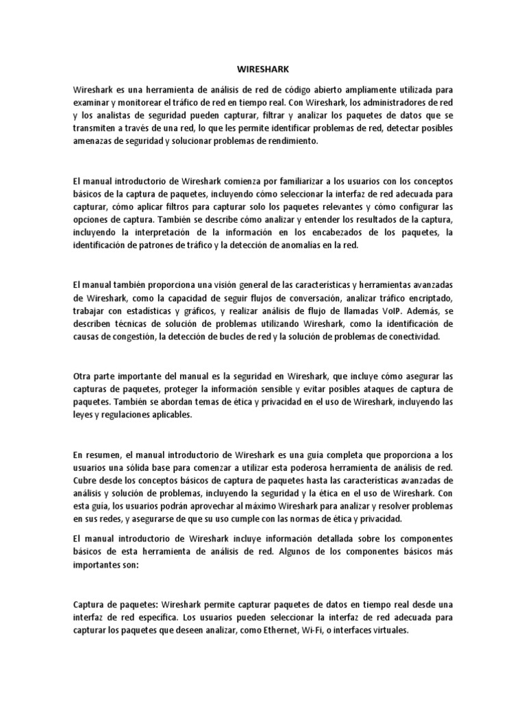 Manual Completo de Wireshark: Guía SEO | PDF | Controlador de interfaz de red | Red de computadoras
