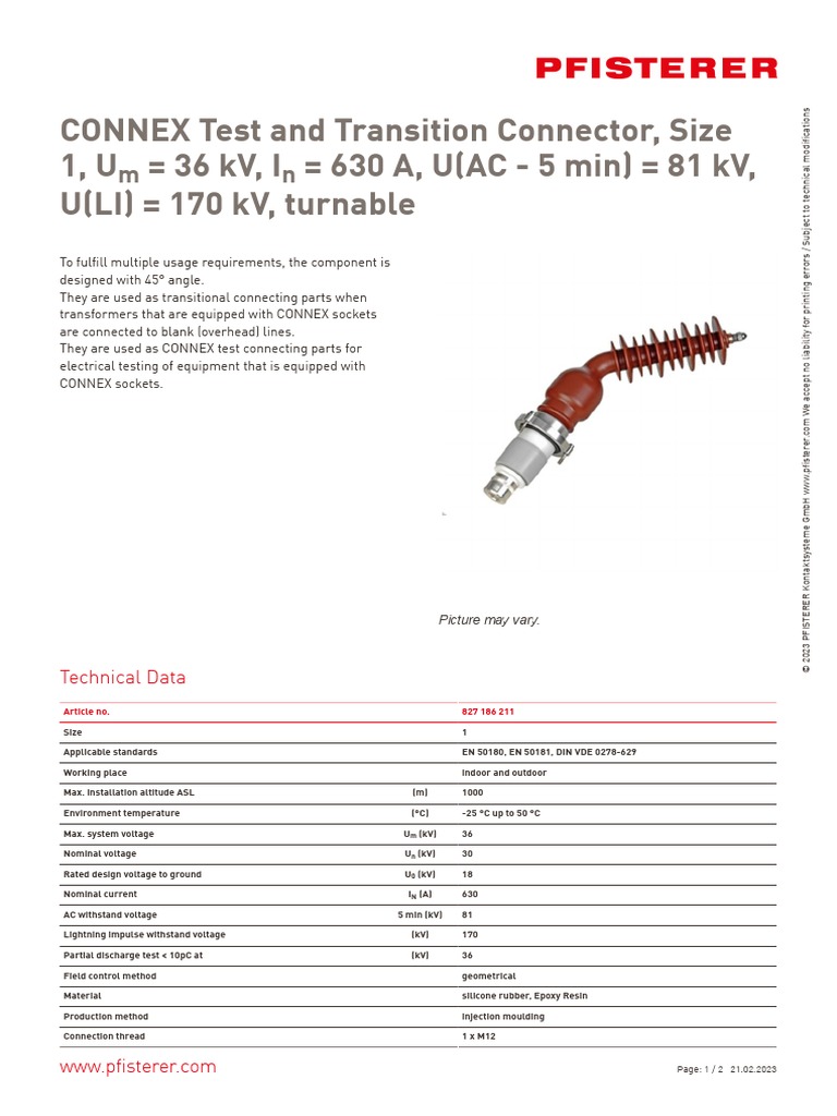 CONNEX Test and Transition Connector, Size 1, U 36 KV, I 630 A, U (AC ...