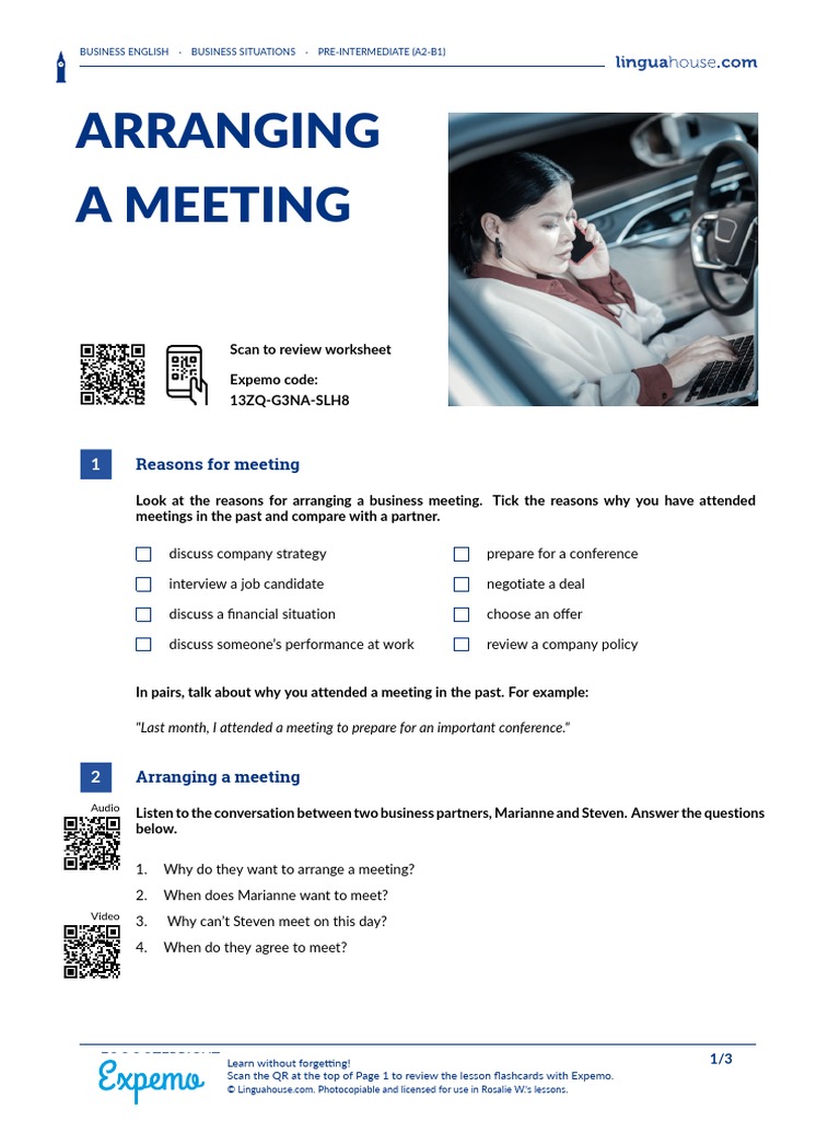 Arranging A Meeting British English Teacher Ver2 | PDF | Communication