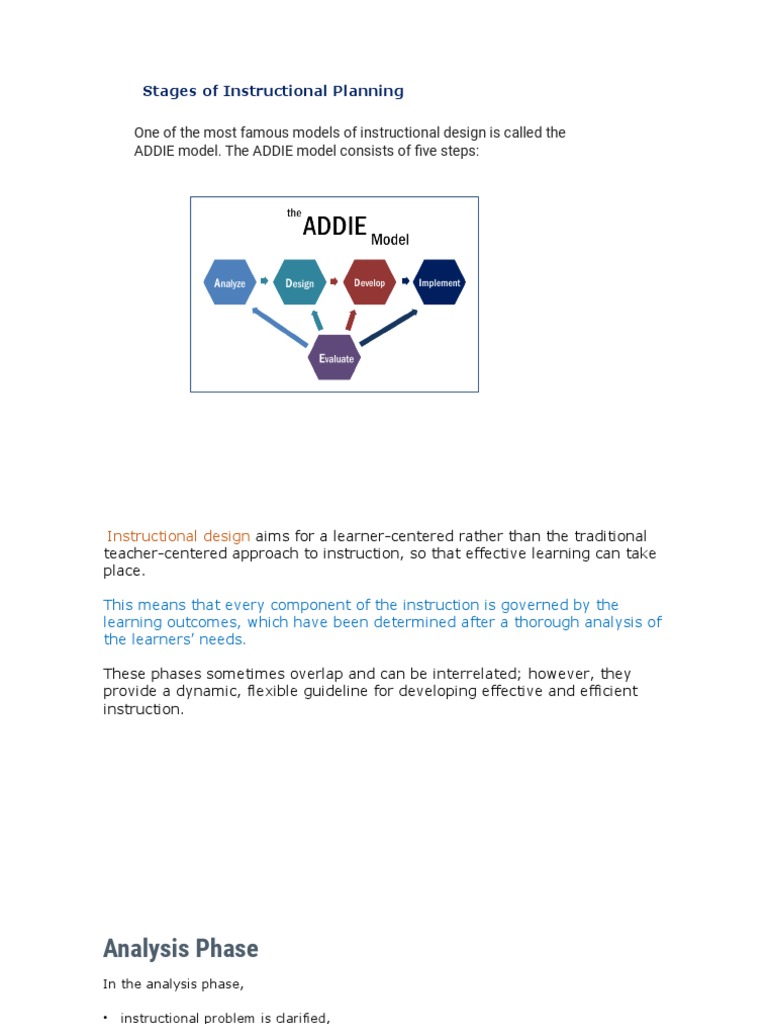 Stages Of Instructional Planning 1 PDF Instructional Design Cognition