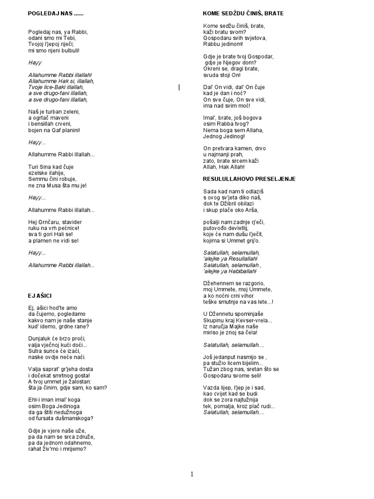 Ilahije - Tekstovi | PDF