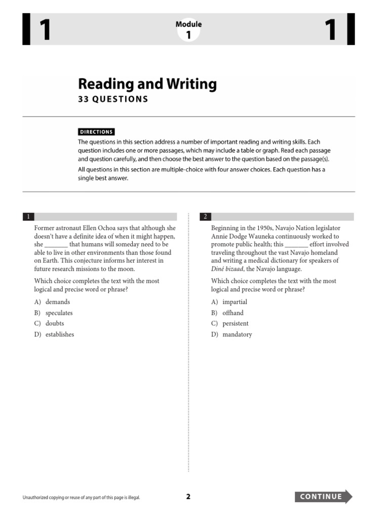 Sat Practice Test 1 Digital | PDF