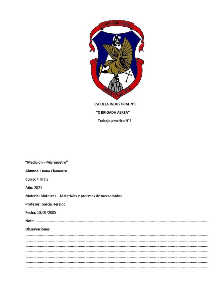Trabajo Practico N°2 Micrometro | PDF Trabajo Practico N°2 Micrometro | PDF