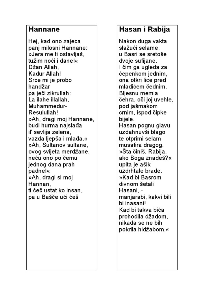 Hannane, Hasan I Rabija | PDF