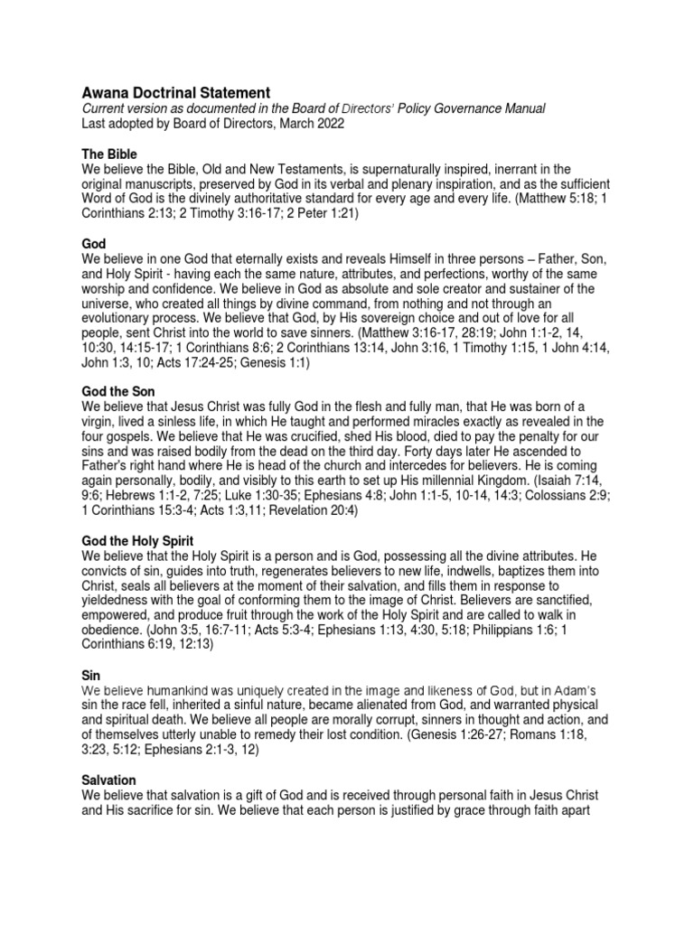 Awana Doctrina | PDF | Jesus | Acts Of The Apostles