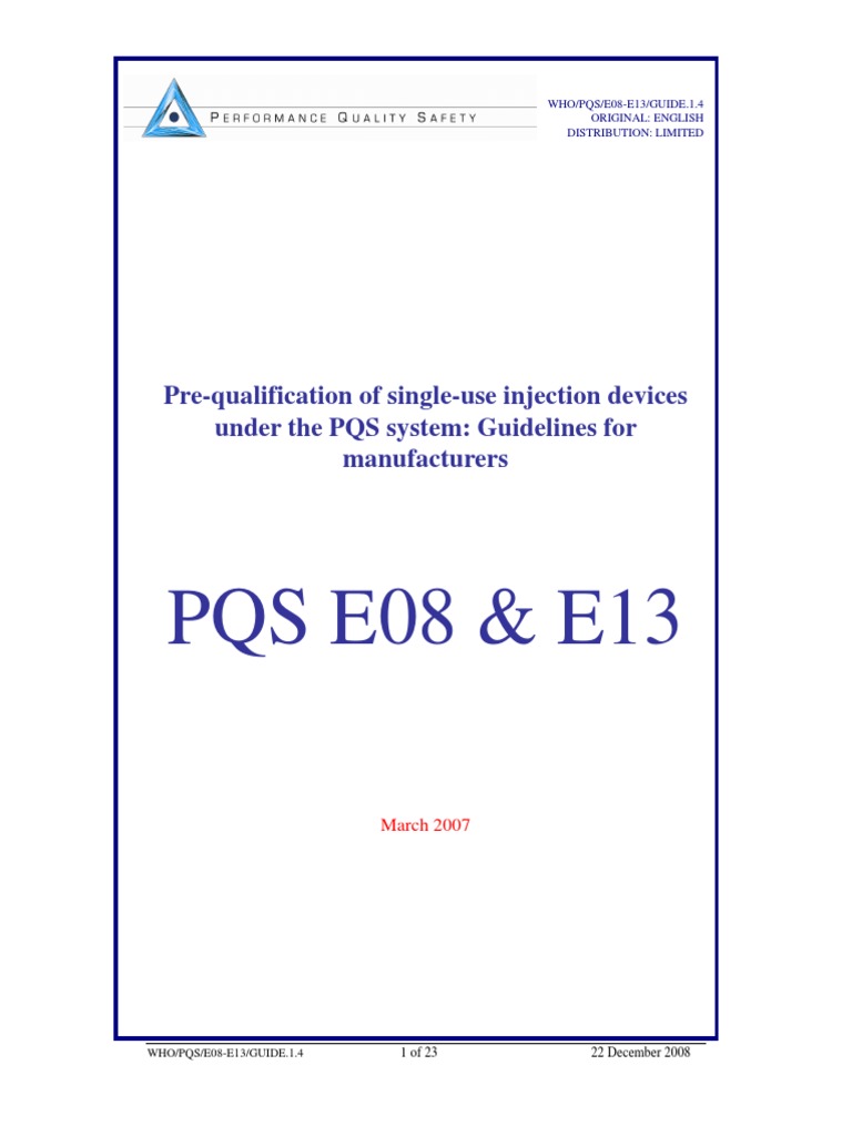PQS E08-E013 Manufacturer Guide1.4 | PDF | Quality Management System ...