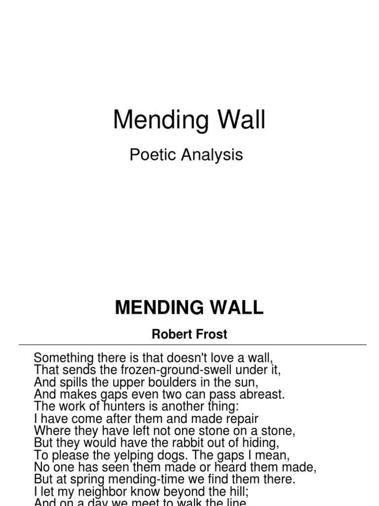 Mending Wall: Poetic Analysis by Frost | PDF | Berlin Wall | Languages