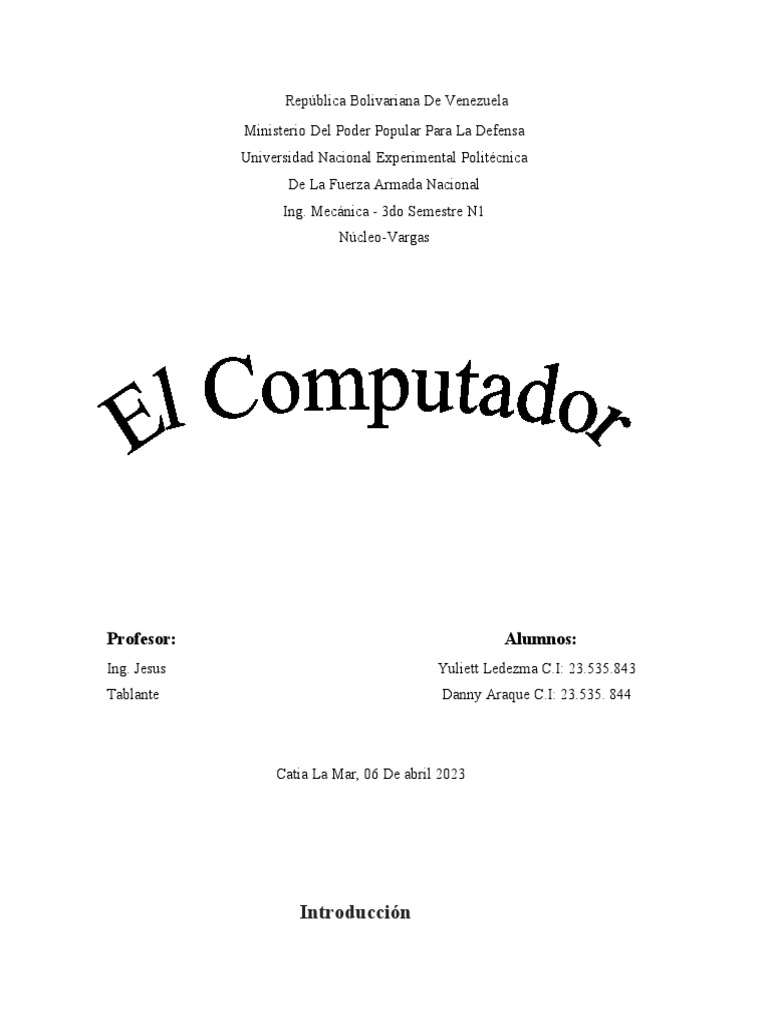 Definición de Computador | PDF | Hardware de la computadora | Periférico