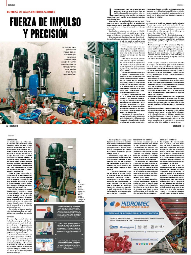 Bombas de Agua en Obras de Edificacion 2023 | PDF | Bomba | Agua