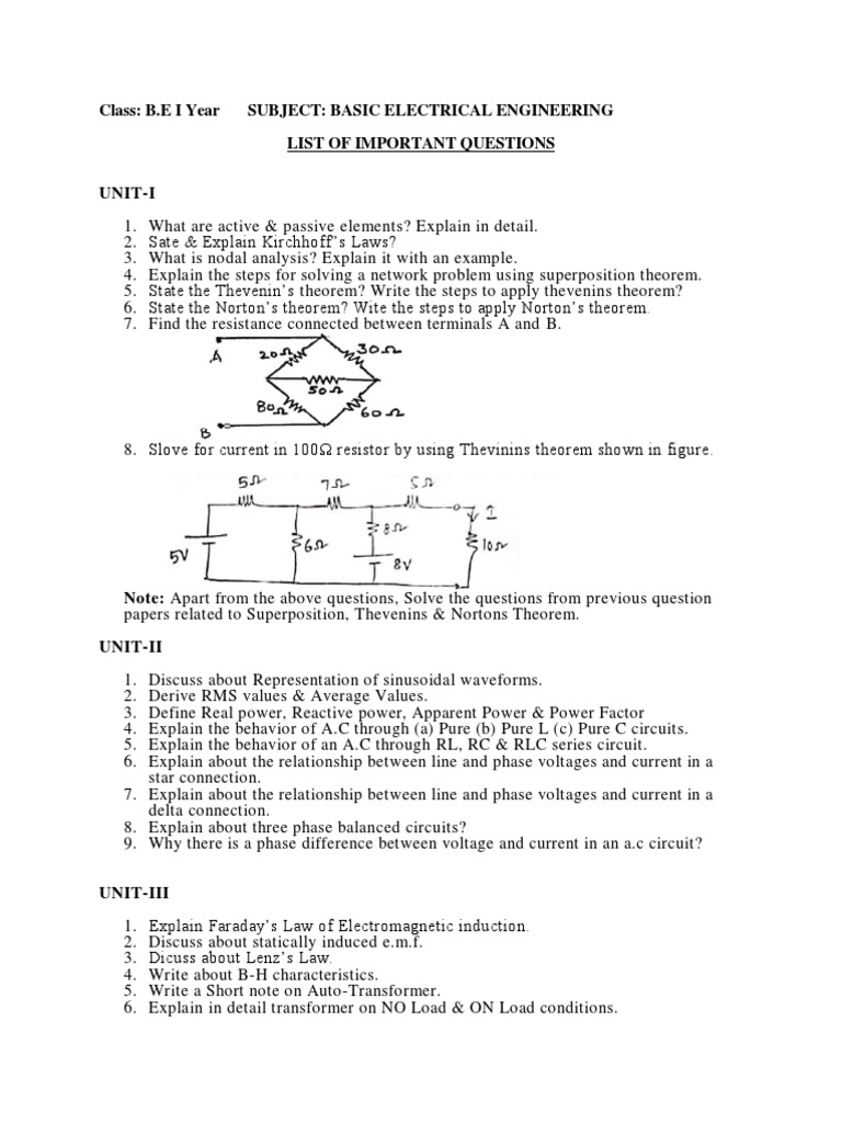 Bee Imp Questions 2023 | PDF | Ac Power | Electrical Network