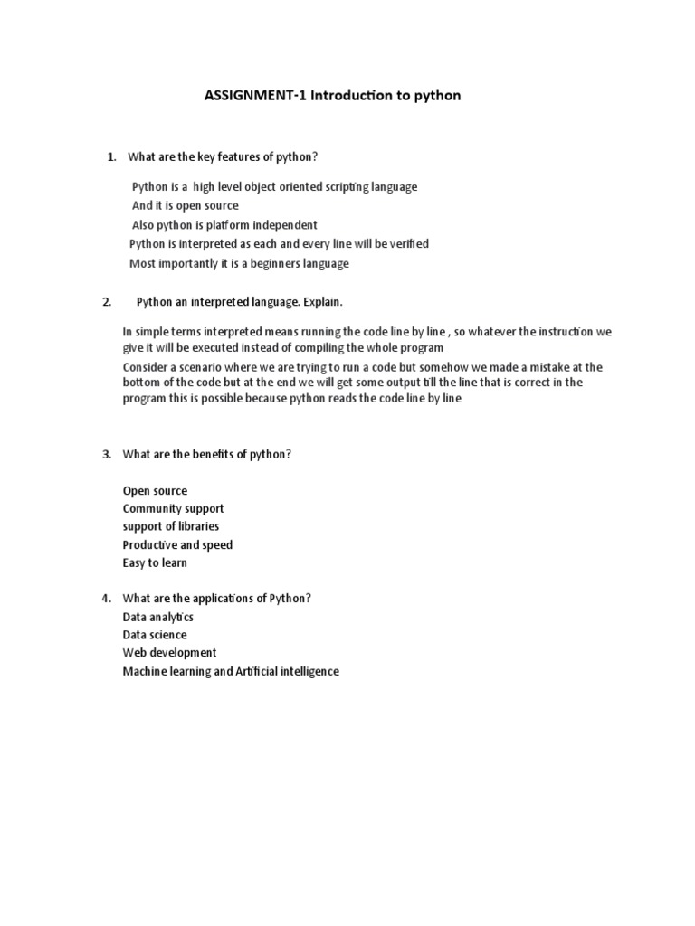 ASSIGNMENT-1 Introduction To Python | PDF | Games & Activities ...