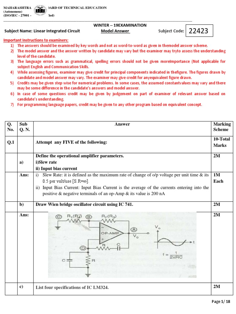 22423-2019-Winter-Model-Answer-Paper (Msbte Study Resources) | PDF | Operational Amplifier ...