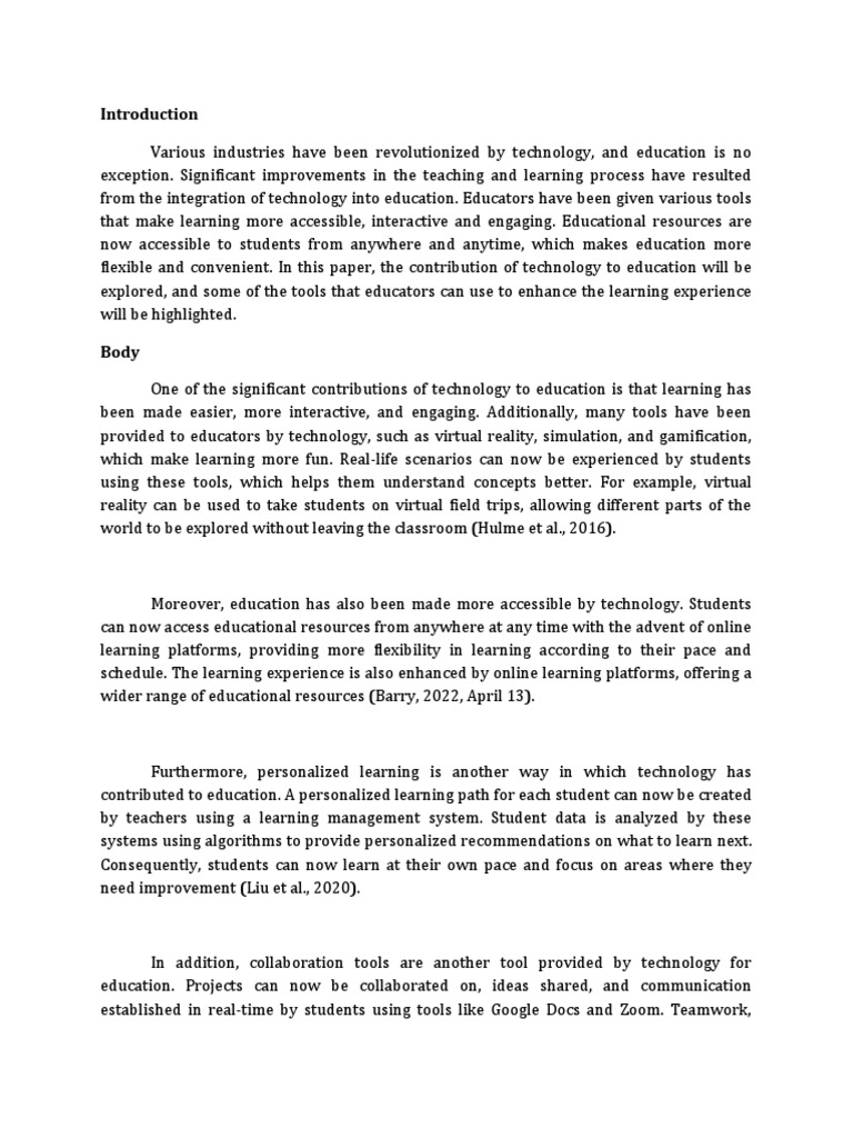 Contribution of Technology in Education | PDF | Educational Technology ...