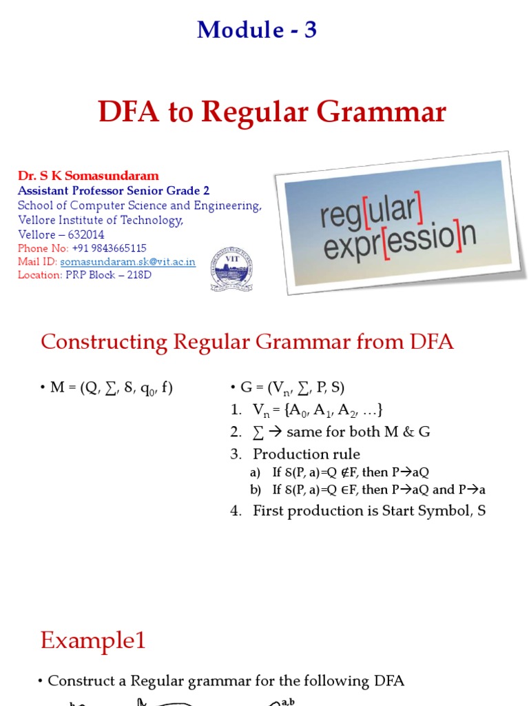 12-Regular Grammar and FA-01!02!2023 | PDF | Metalogic | Grammar