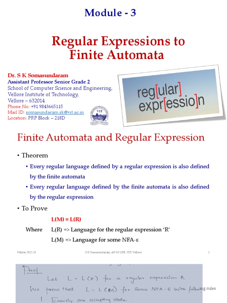 11-Regular Expression To FA-19!01!2023 | PDF | Regular Expression | Formal Methods