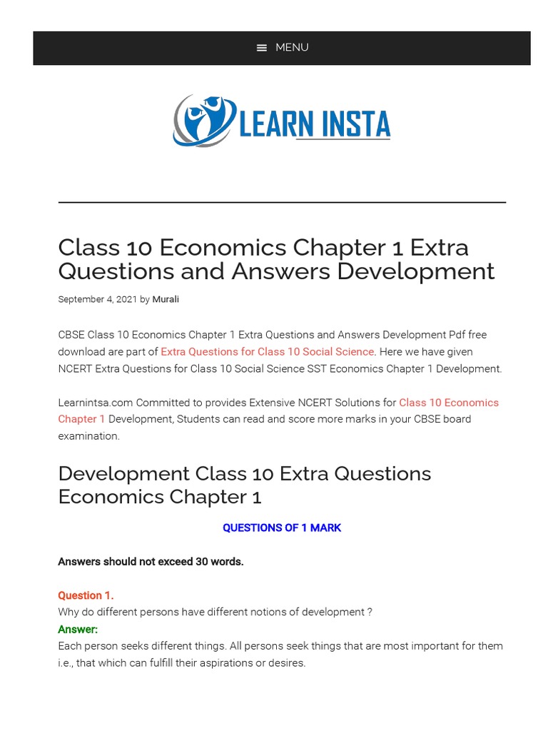 WWW Learninsta Com Extra Questions For Class 10 Social Science ...