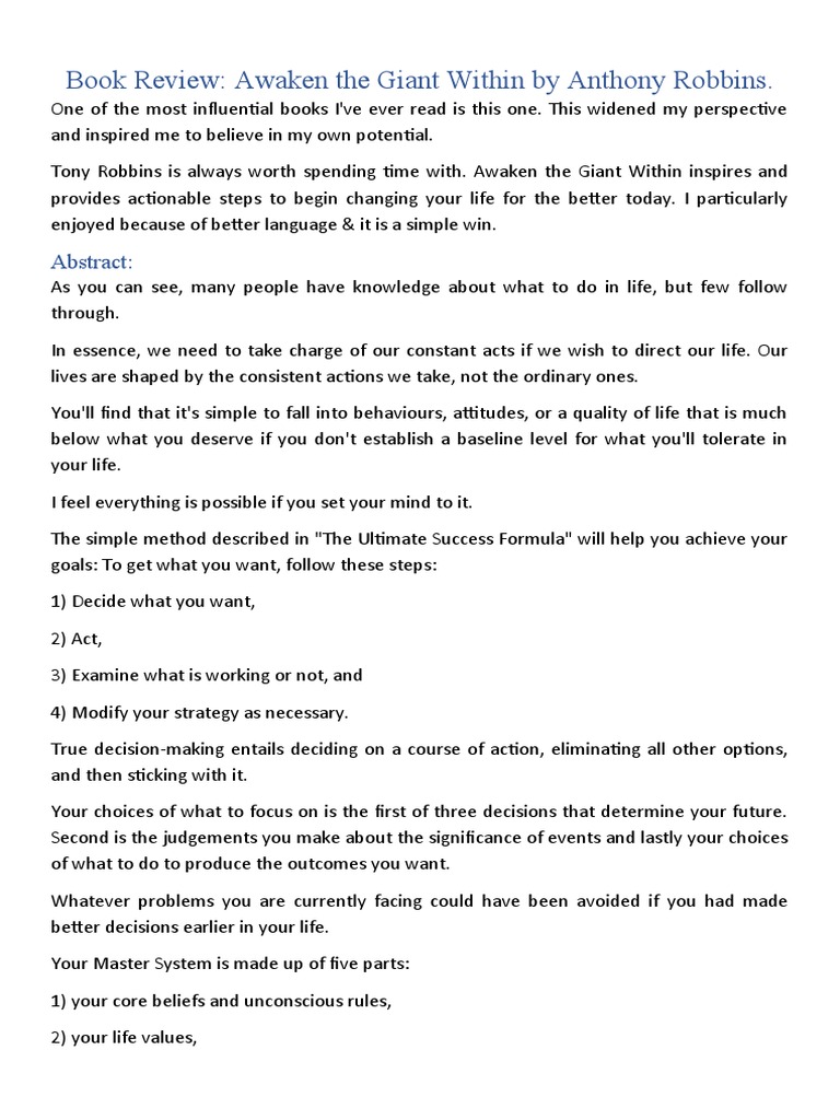 Awaken The Gaint Within - Chirag | PDF | Experience | Cognitive Psychology