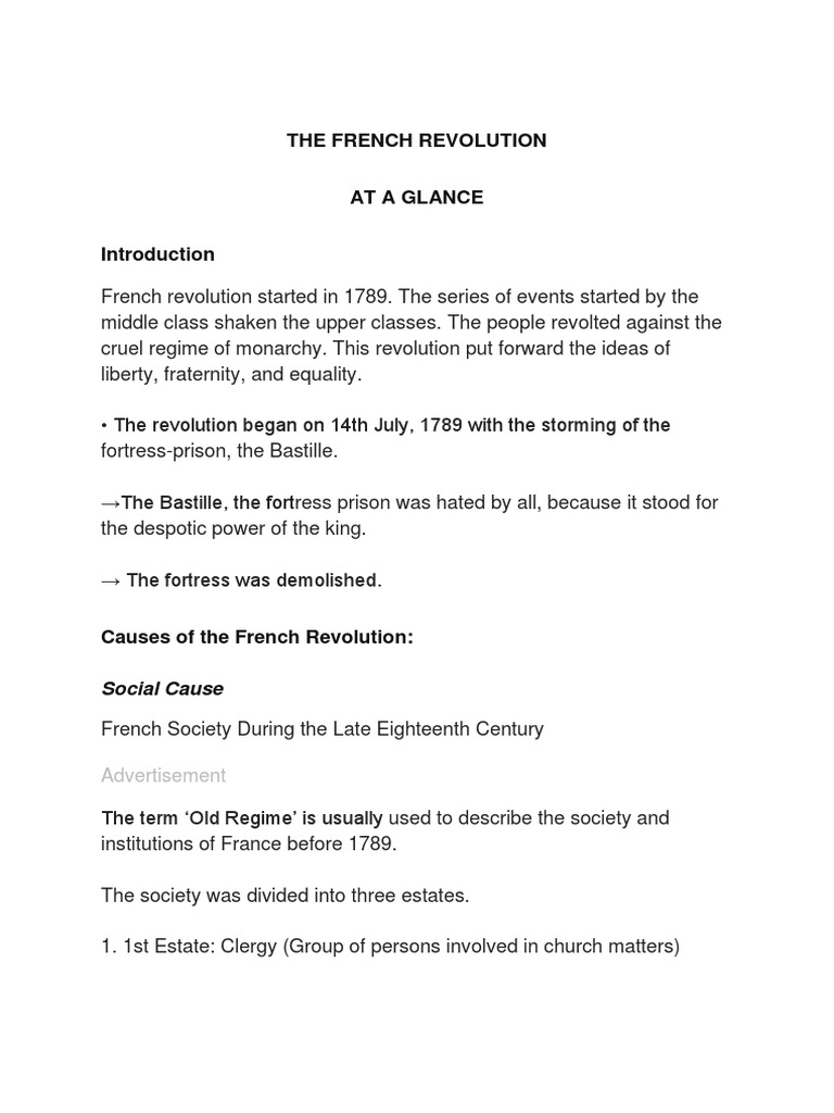 French Revolution Summary | PDF | Slavery | Maximilien Robespierre